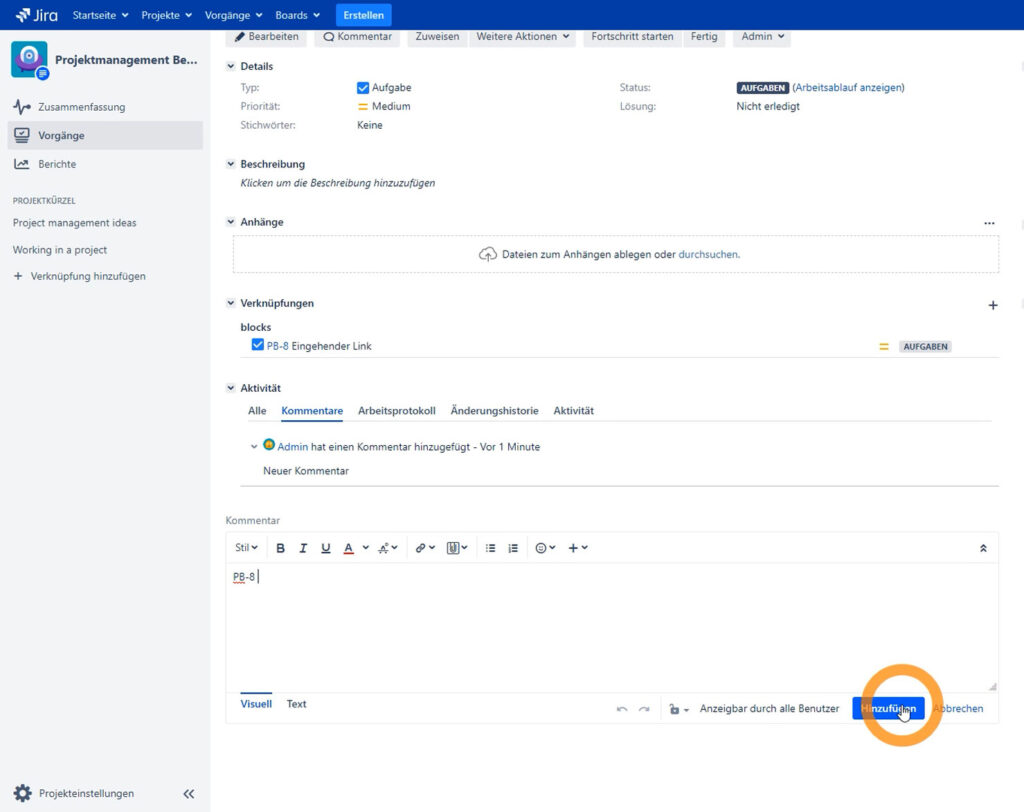 Jira Tickets verlinken - Anleitung | Scolution