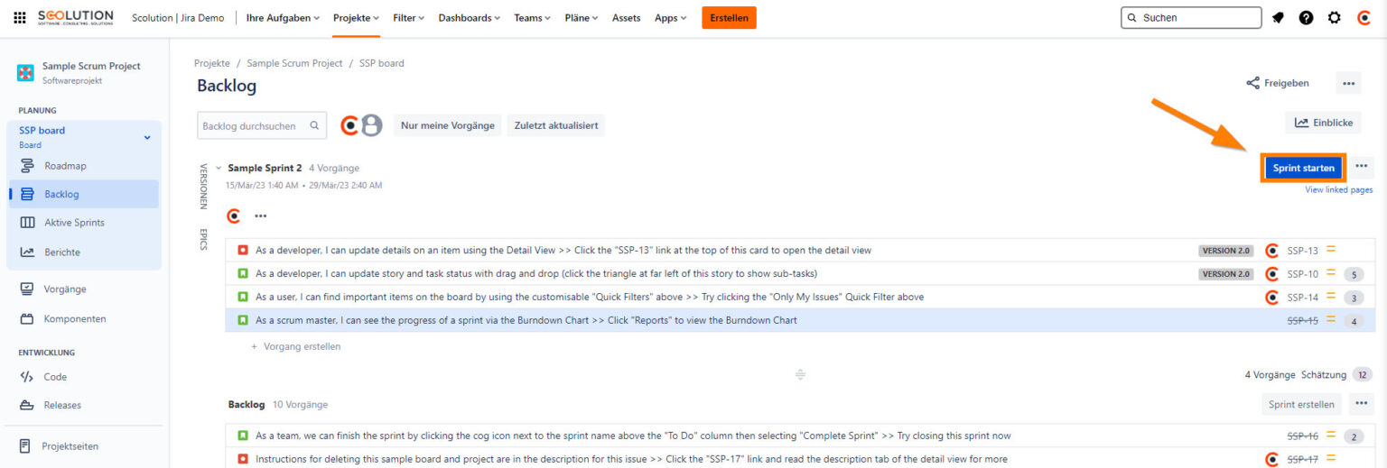 Jira Sprint erstellen und starten | Anleitung (deutsch)