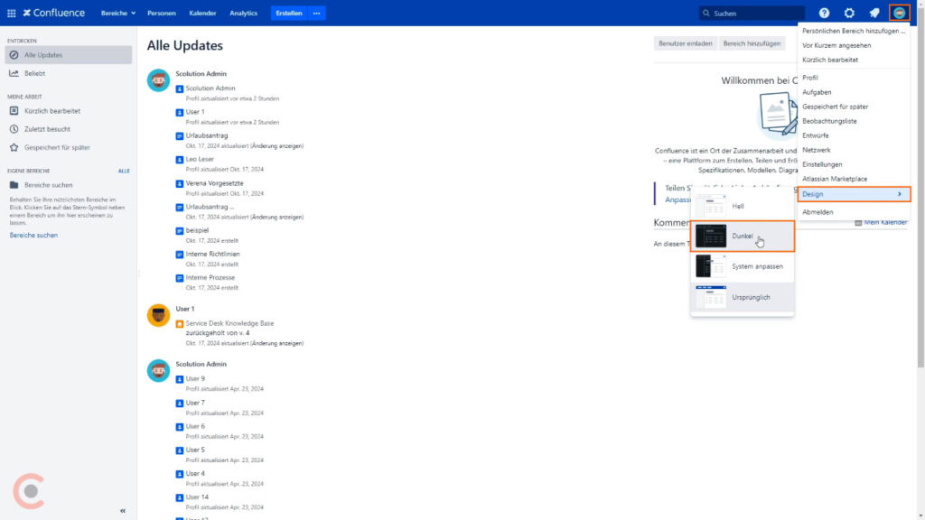 Dark Mode für Confluence Data Center aktivieren